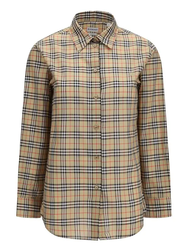 Burberry Check Cotton Shirt - Cream