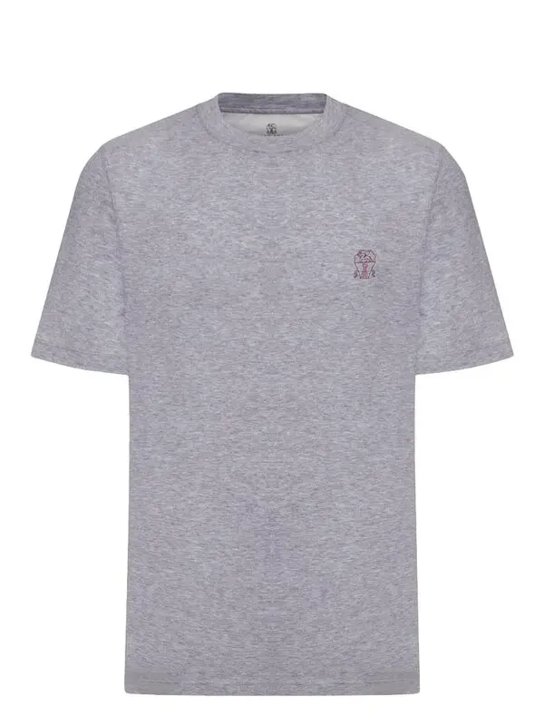 Brunello Cucinelli Cotton T-shirt With Contrasting Logo Print - Gray