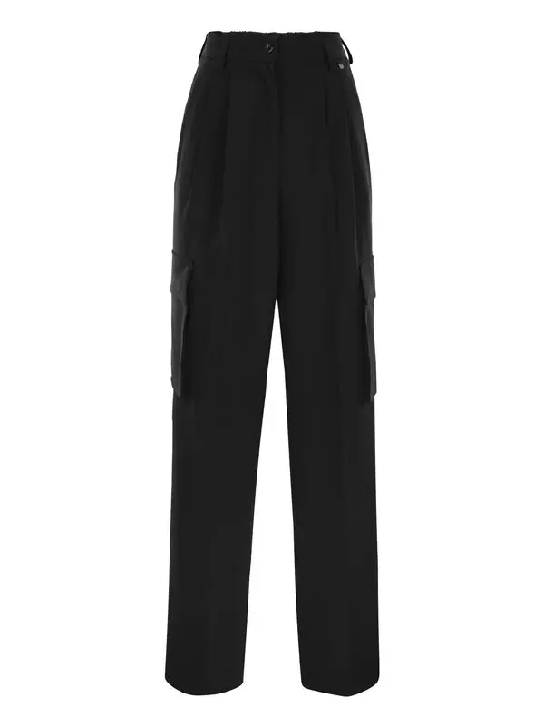 Herno Soft Wool Cargo Pants - Black