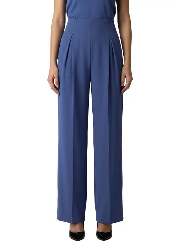 Max Mara Pure Stretch Silk Palazzo Trousers - Blue