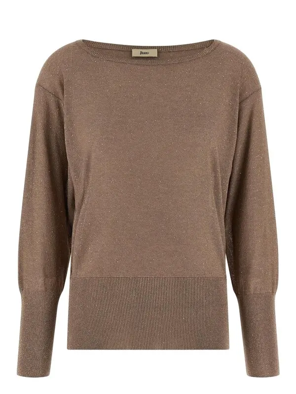 Herno Lamé And Sequin Embellished Sweater - Brown