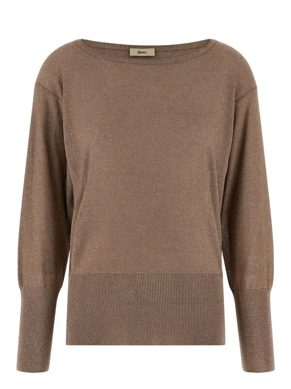 Herno Lamé And Sequin Embellished Sweater - Brown