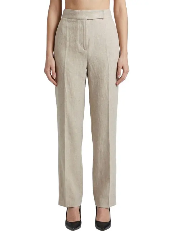 Max Mara Linen Straight Trousers - Gray
