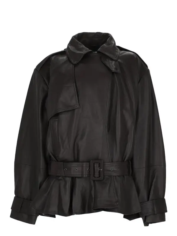 ROTATE BY BIRGER CHRISTENSEN Leather Biker Jacket - Brown