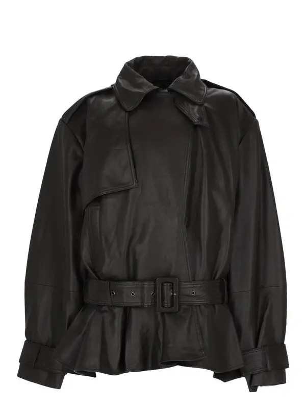ROTATE BY BIRGER CHRISTENSEN Leather Biker Jacket - Brown