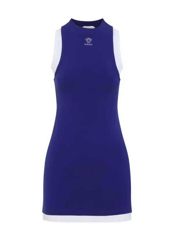 Versace Stretch Cotton Mini Dress - Blue