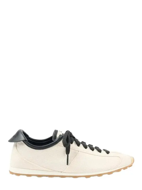 Jacquemus Canvas And Leather Low-top Sneakers - Cream