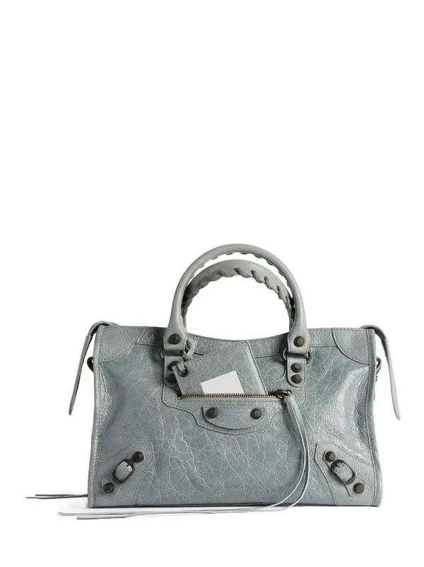 Balenciaga Le City Small Bag In Arena Grey-blue Lambskin With Brass Finishing - Multicolor