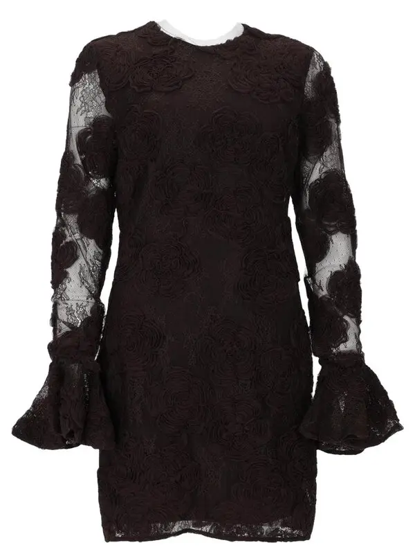 ROTATE BY BIRGER CHRISTENSEN Mini Dress With Floral Details - Brown