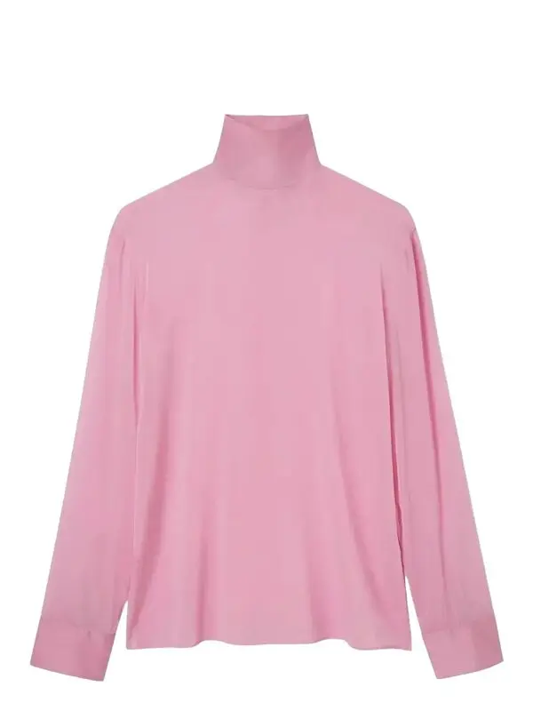 Gucci Silk Stretch Chiffon High Neck Blouse - Multicolor