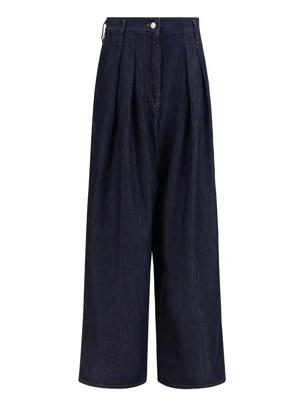 Dries Van Noten Pleated Wide-leg Jeans - Blue