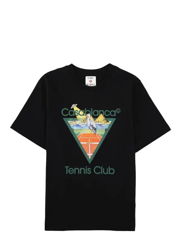 Casablanca T-shirt Con Stampa - Black