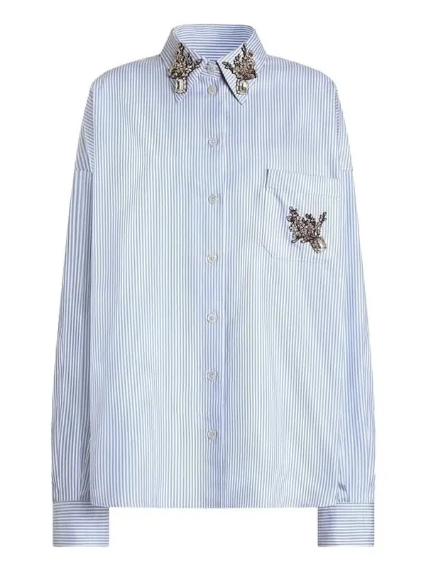 Dolce & Gabbana Striped Oversized Shirt - Blue