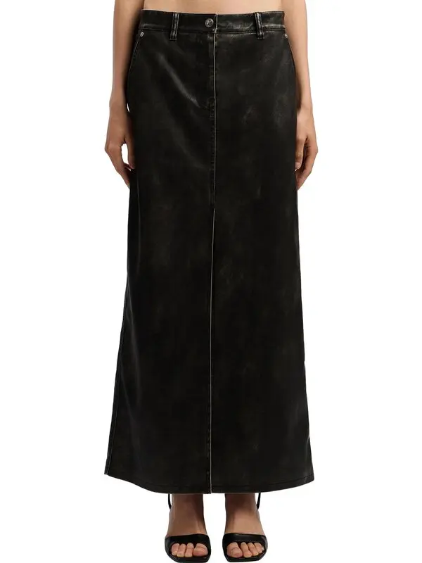 Palm Angels Curved Logo Coated Long Skirt - Gray