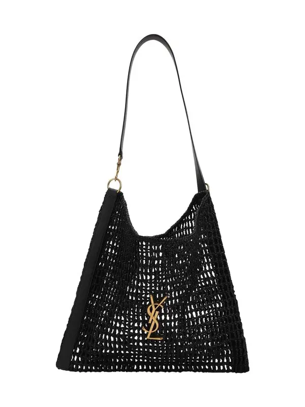 Saint Laurent Raffia Shoulder Bag - Black