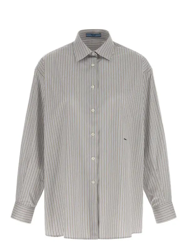 Prada Striped Cotton Poplin Shirt - Gray