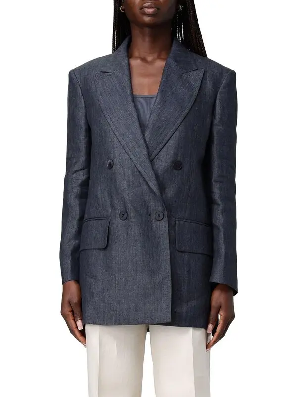 Max Mara Double-breasted Denim Blazer - Gray
