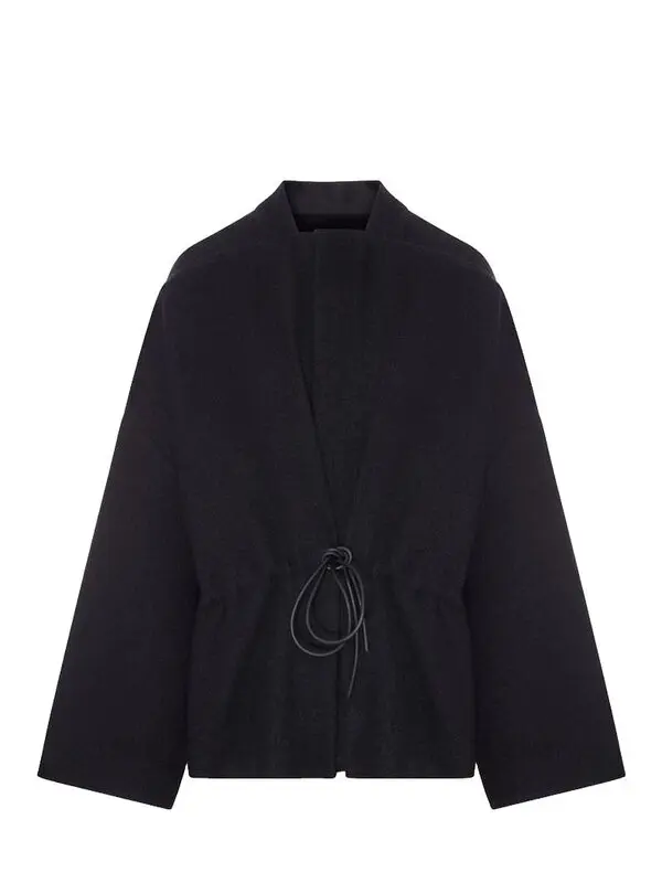 Rick Owens Wool Kimono Blouson With Belt - Black