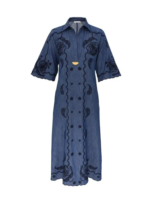 Zimmermann Aster Denim Midi Dress - Multicolor