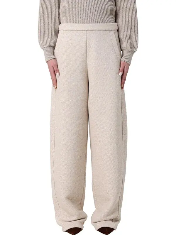 Max Mara Cotton Blend Wide Leg Trousers - Cream