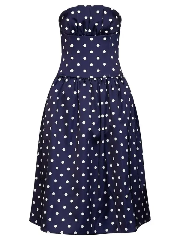 SELF-PORTRAIT Polka Dot-print Satin Strapless Midi Dress - Multicolor