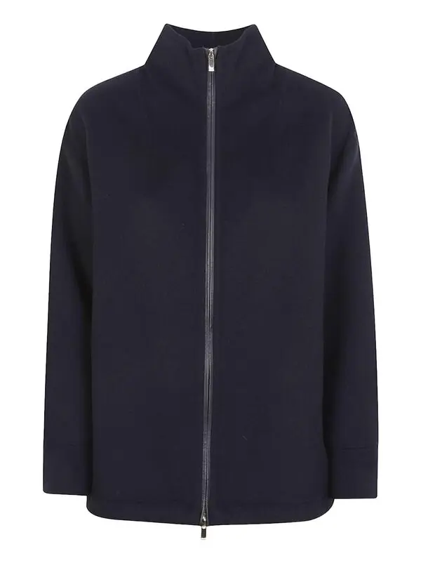 Max Mara Wool And Silk Zip Jacket - Blue