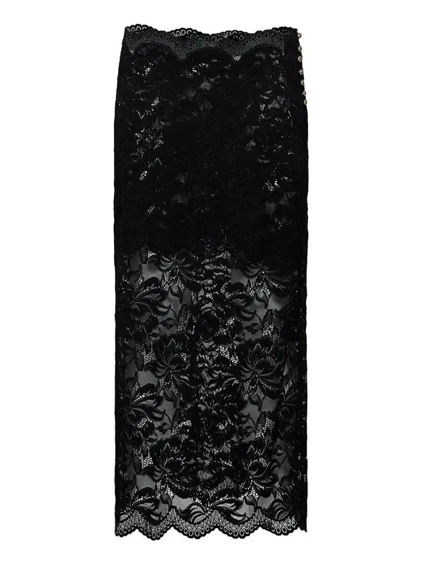 Rabanne Stretch Floral Lace Midi Skirt - Multicolor
