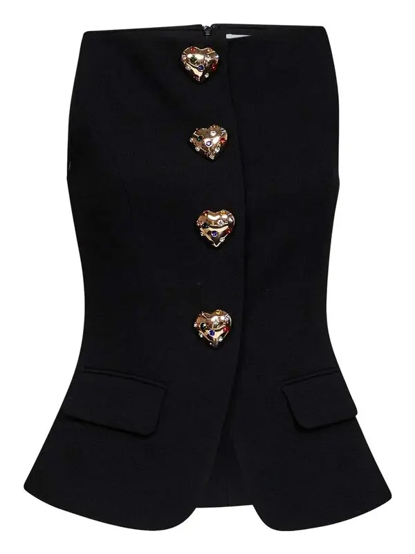 SELF-PORTRAIT Wool Crêpe Peplum Top - Multicolor