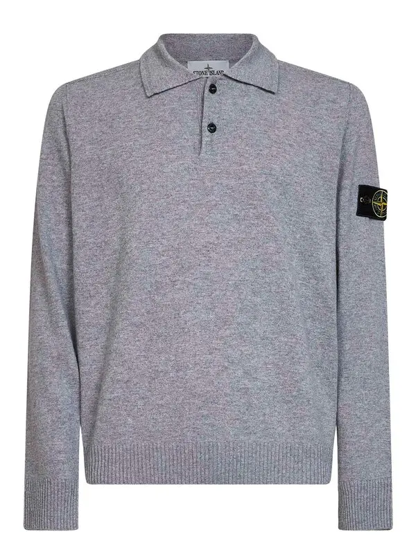 Stone Island Melange Grey Lightweight Rws Geelong Wool Polo Shirt - Multicolor