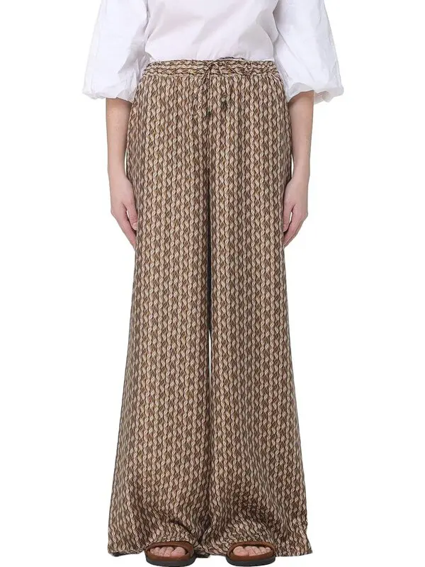 Max Mara Printed Silk Palazzo Trousers - Brown