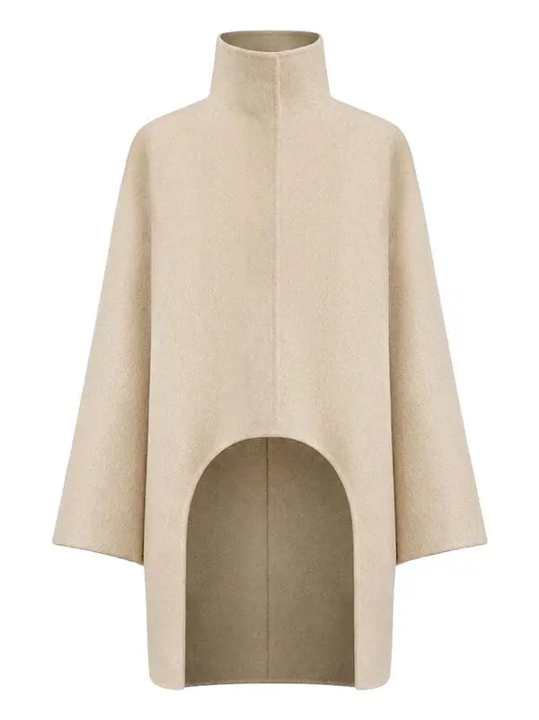 Alaïa Asymmetrical Cashmere Coat - Cream