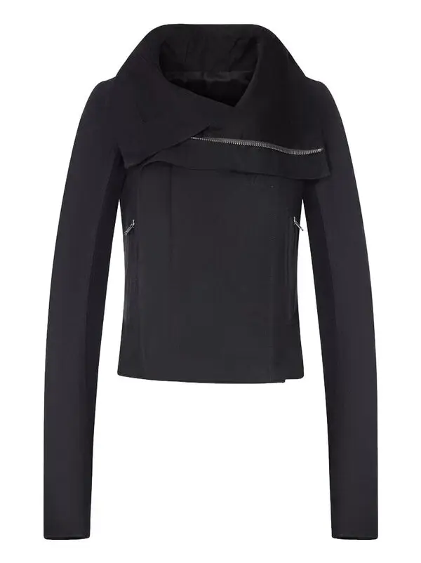 Rick Owens Biker Jacket With Wide Wrap Collar - Black