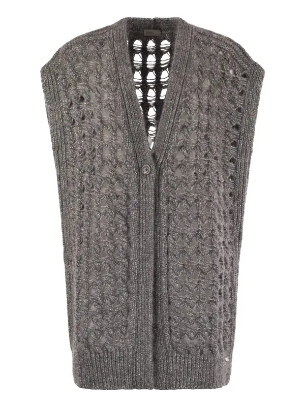 Herno Long Sleeveless Cardigan - Gray