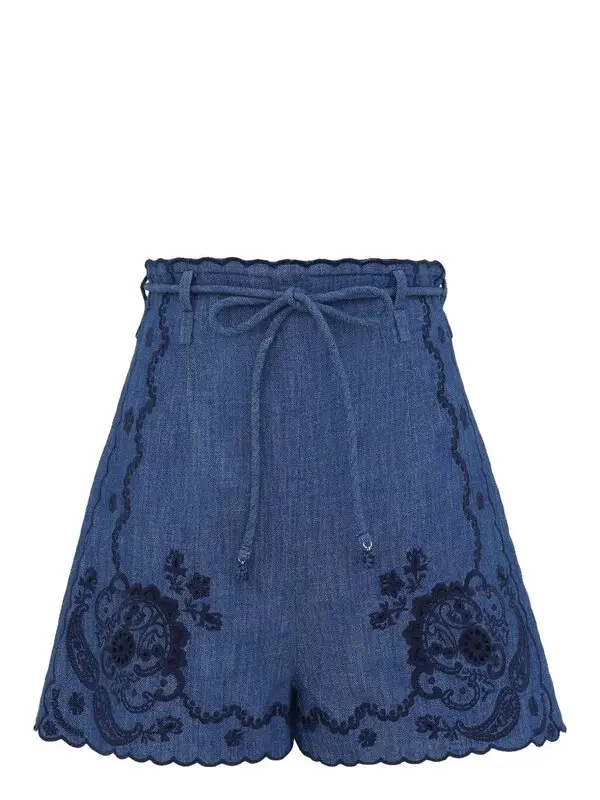 Zimmermann Aster Denim Shorts - Multicolor