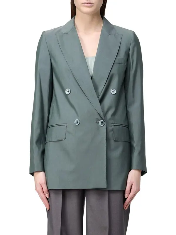 Max Mara Double-breasted Wool And Silk Blazer - Green