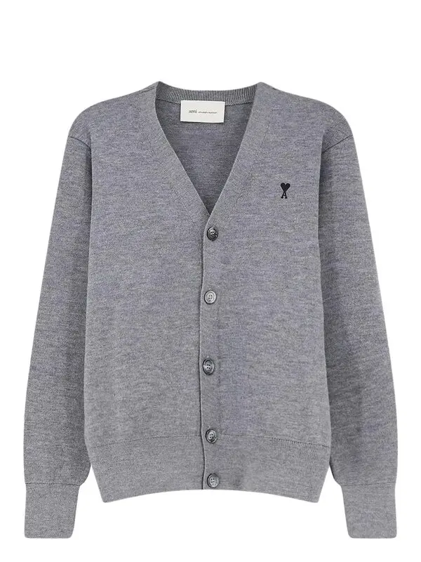 AMI Paris Wool Cardigan With Embroidery - Multicolor