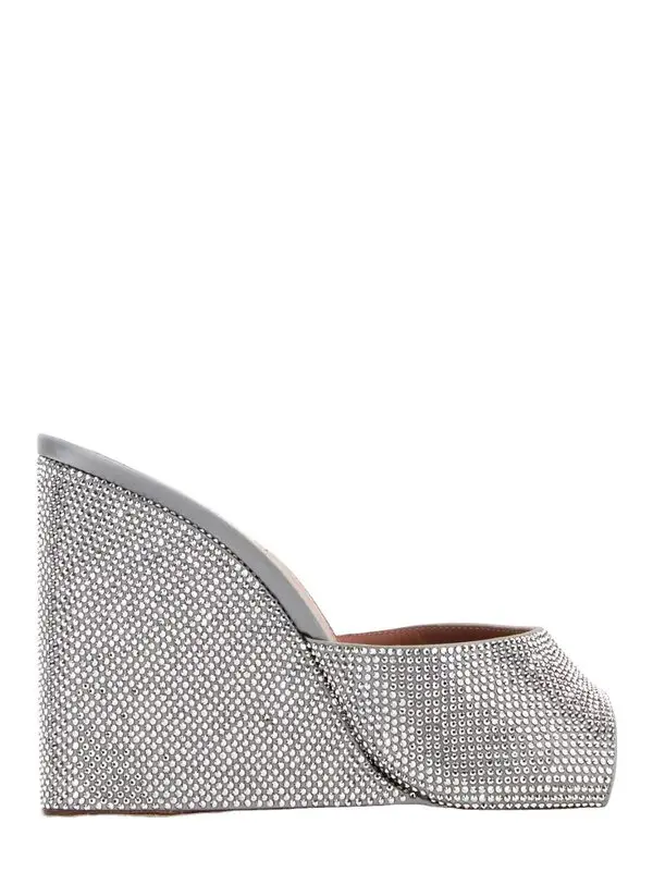 Amina Muaddi Embellished Satin Lupita Mules - Silver
