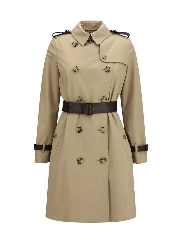 Burberry Kensington Midi Leather Trench - Cream