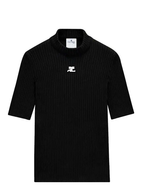 COURREGES Rib Knit Top - Black
