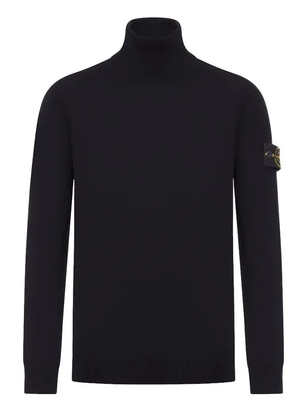 Stone Island Compass Logo Turtleneck Sweater - Black