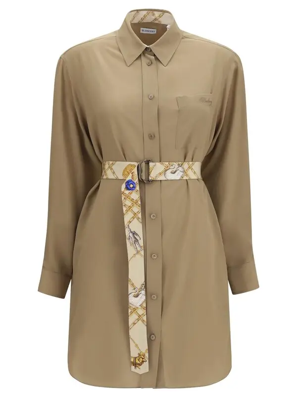 Burberry Silk Crêpe De Chine Shirt Dress - Cream