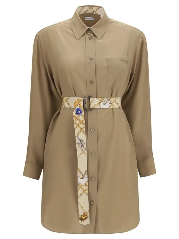 Burberry Silk Crêpe De Chine Shirt Dress - Cream
