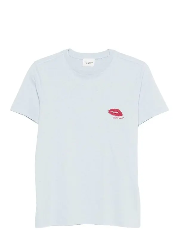 Isabel Marant Étoile Cotton Lip Motif Short Sleeve T-shirt - Multicolor