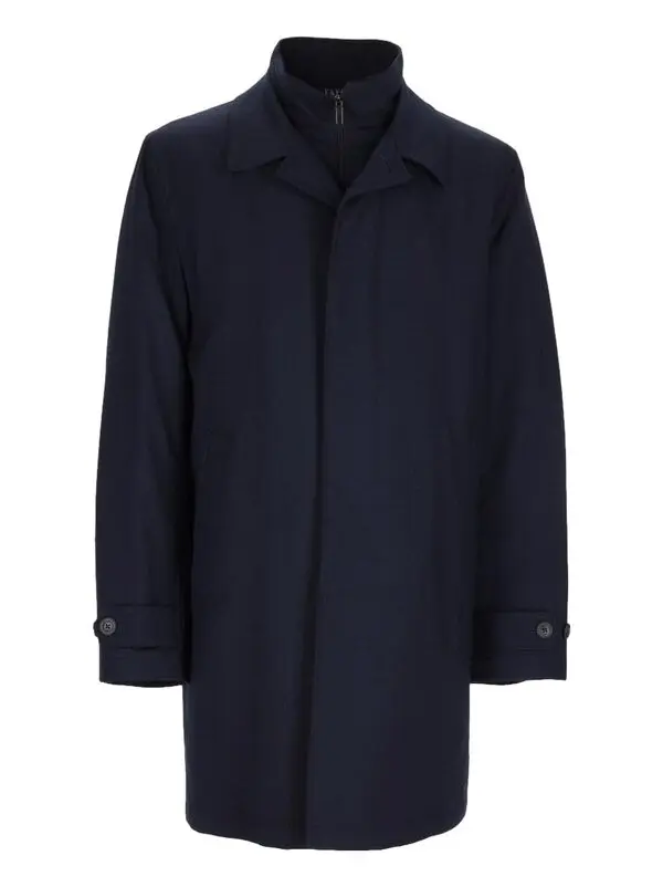 FAY Virgin Wool Overcoat - Blue