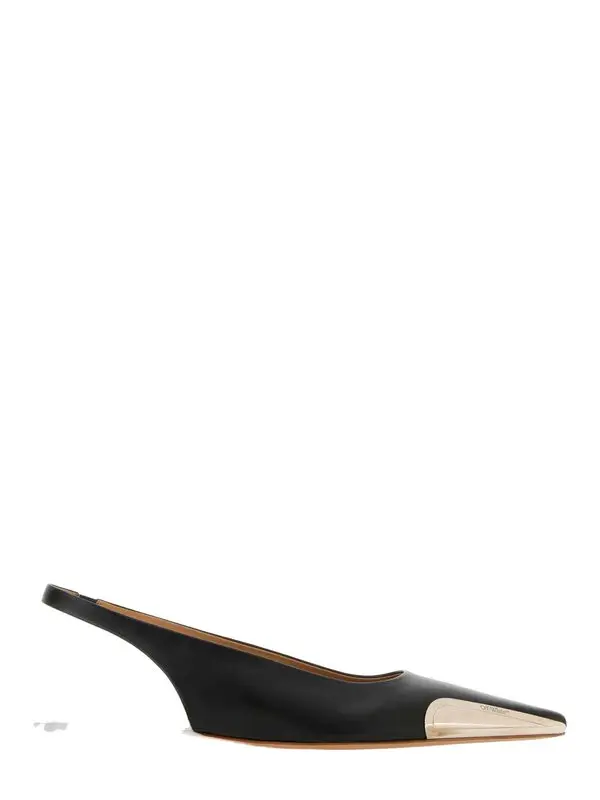 Off-White Leather Ballerinas - Black