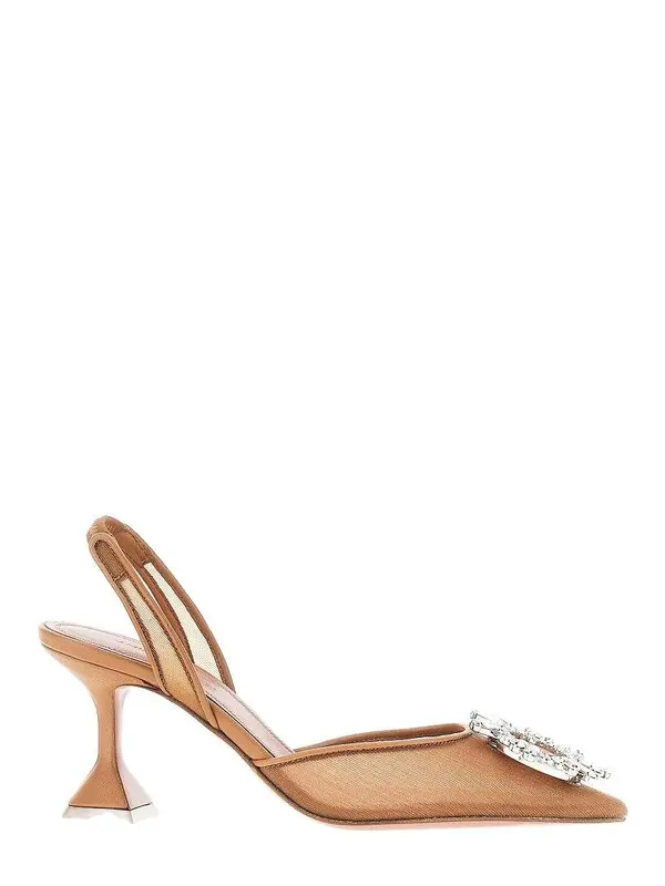 Amina Muaddi Begum Sling' Mesh Slingback Pumps - Brown