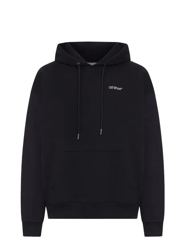 Off-White Cotton Hooded Sweatshirt - Black
