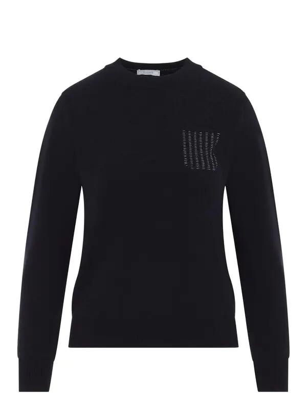 Peserico Fine-knit Wool-silk-cashmere Crew Neck Sweater - Blue
