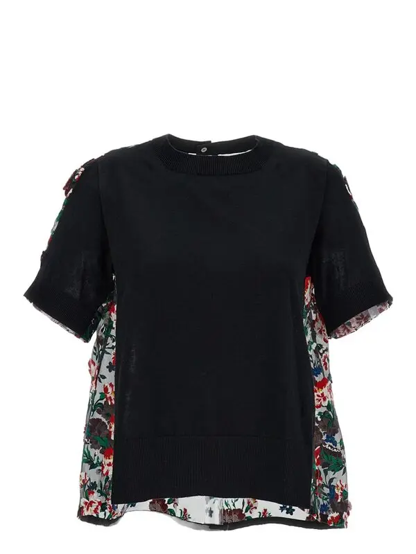 Sacai Short-sleeve Top With Embroidery - Multicolor