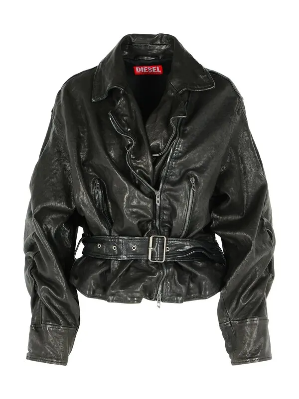 DIESEL® Calfskin Leather Jacket - Black